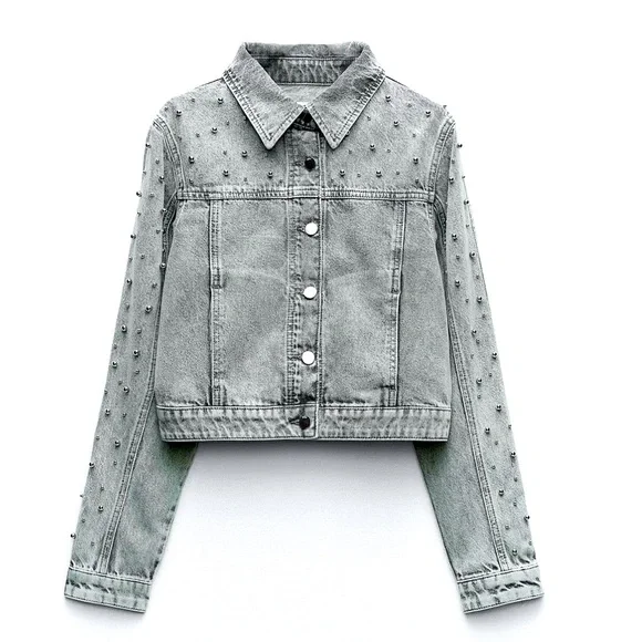 Zara | Jackets & Coats | Zara Xs Pearl Denim Jacket Nwt Zara | Jackets & Coats | Zara Xs Pearl Denim Jacket Nwt